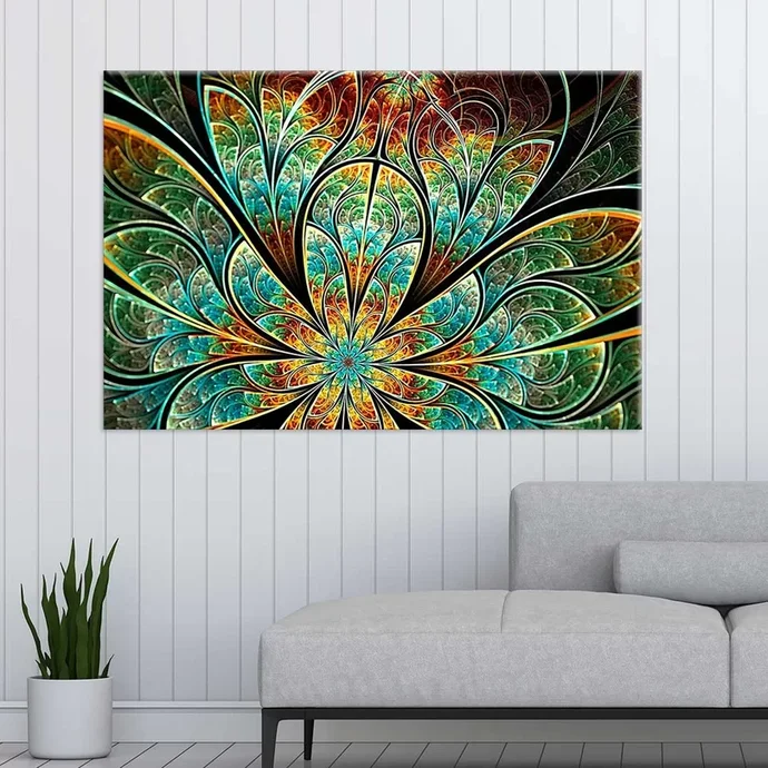 Tela Decorativa Grande Floral Green- 60cm x 90cm