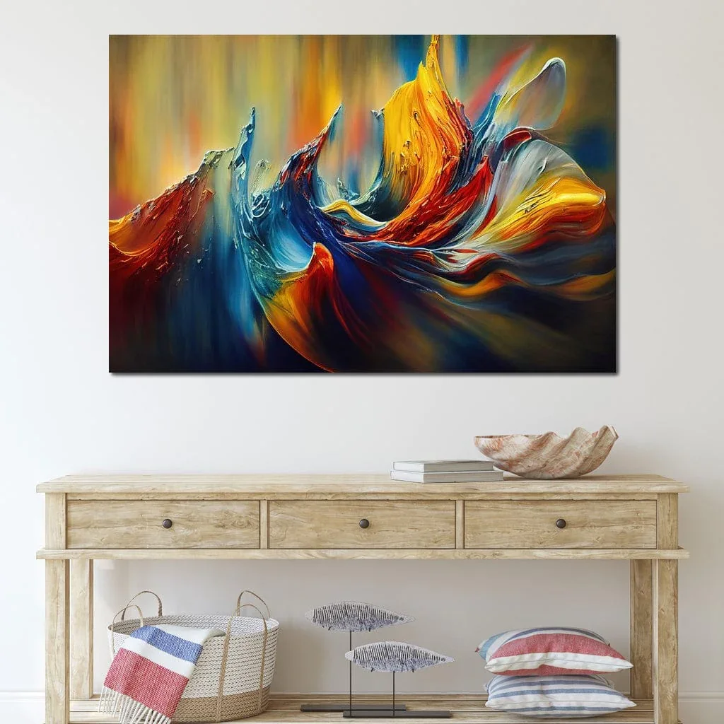 Tela Decorativa Grande Abstract Full Color - 60cm x 90cm