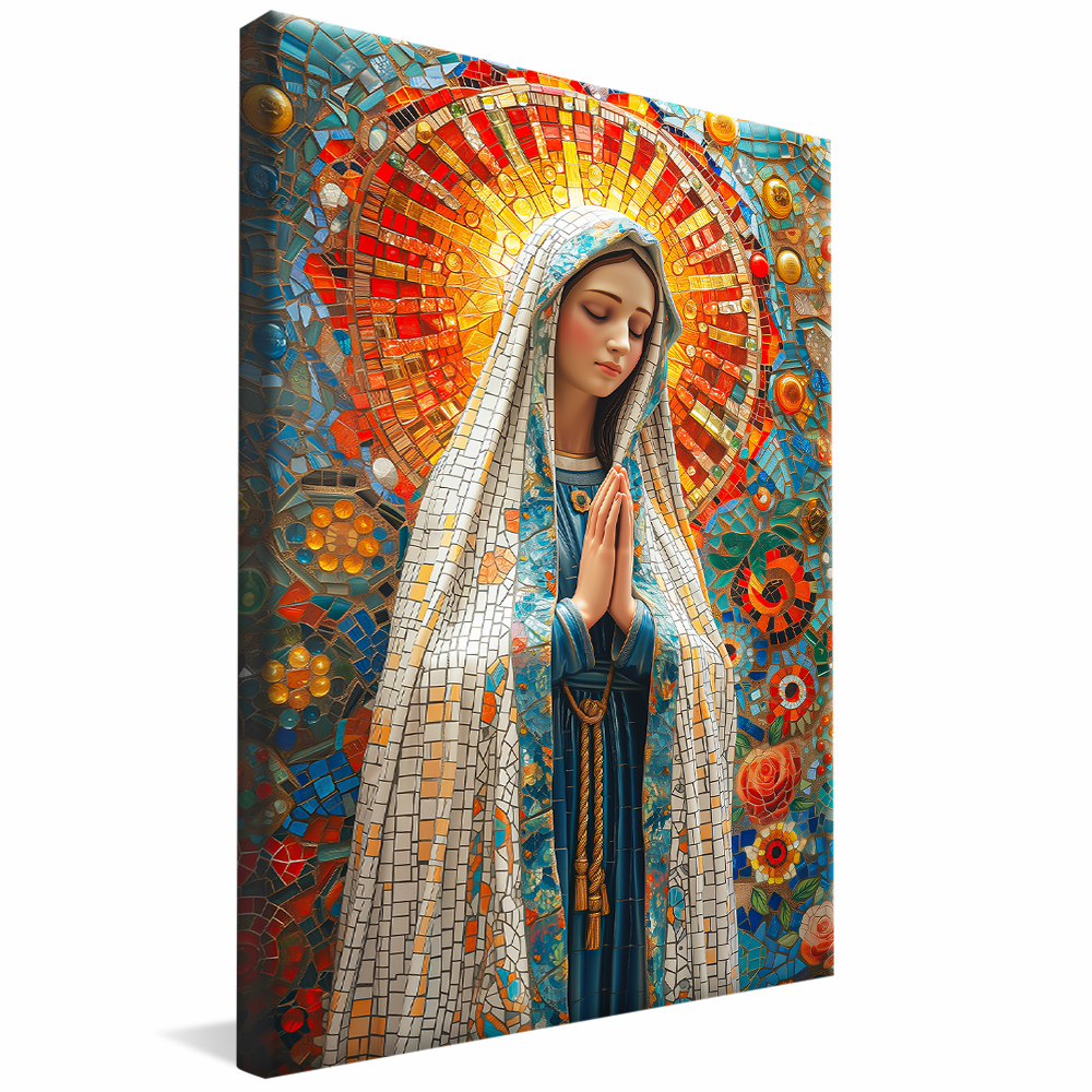 Quadro Decorativo Virgem Maria Rezando Mosaico V1306