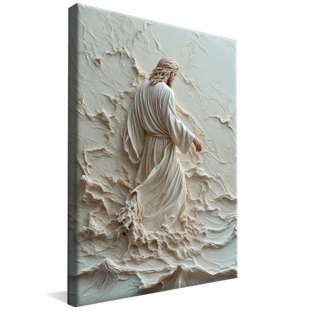 Quadro Decorativo Jesus andando nas Águas em Mármore V2227