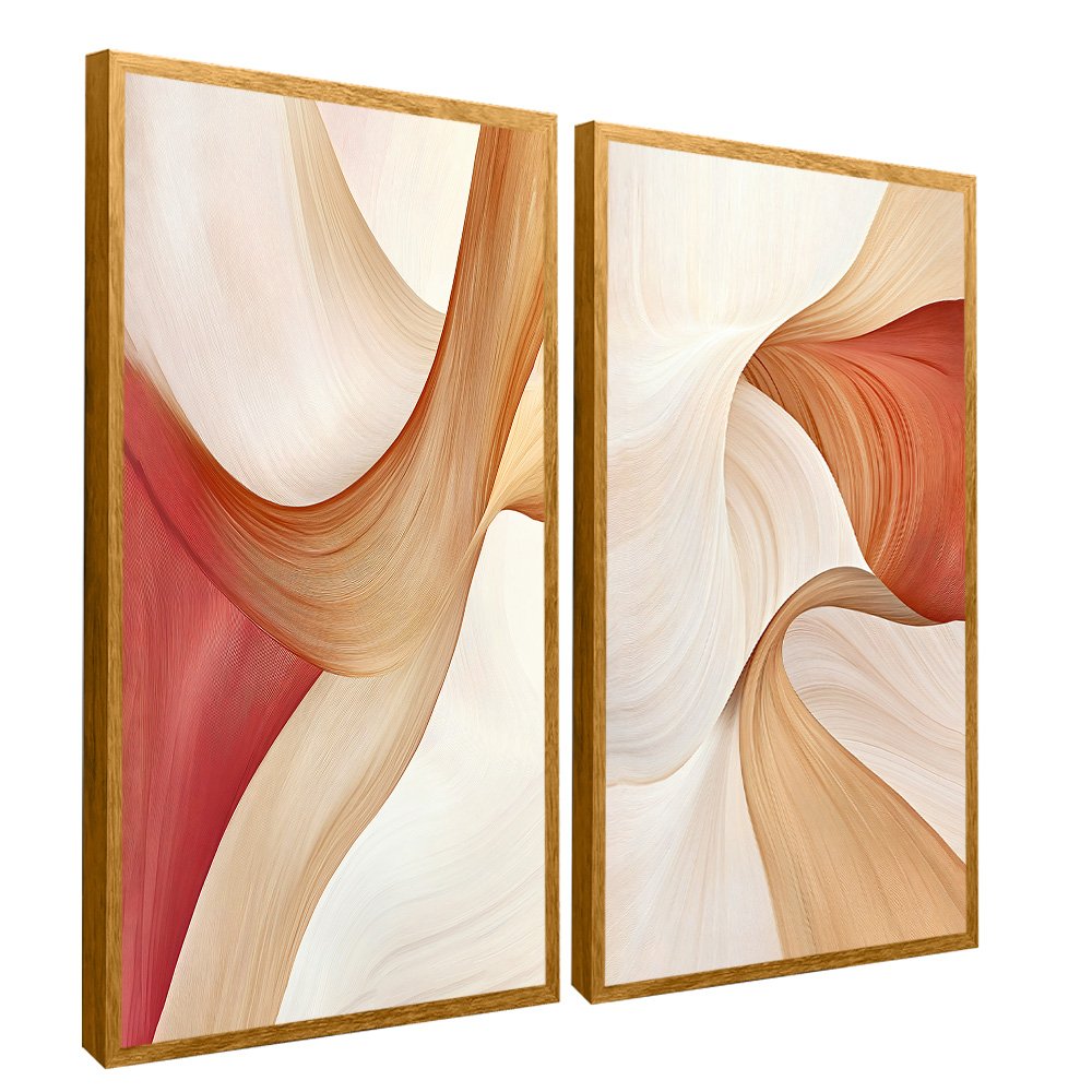 Quadros Decorativo Duo Painel Flow Laranja V2345