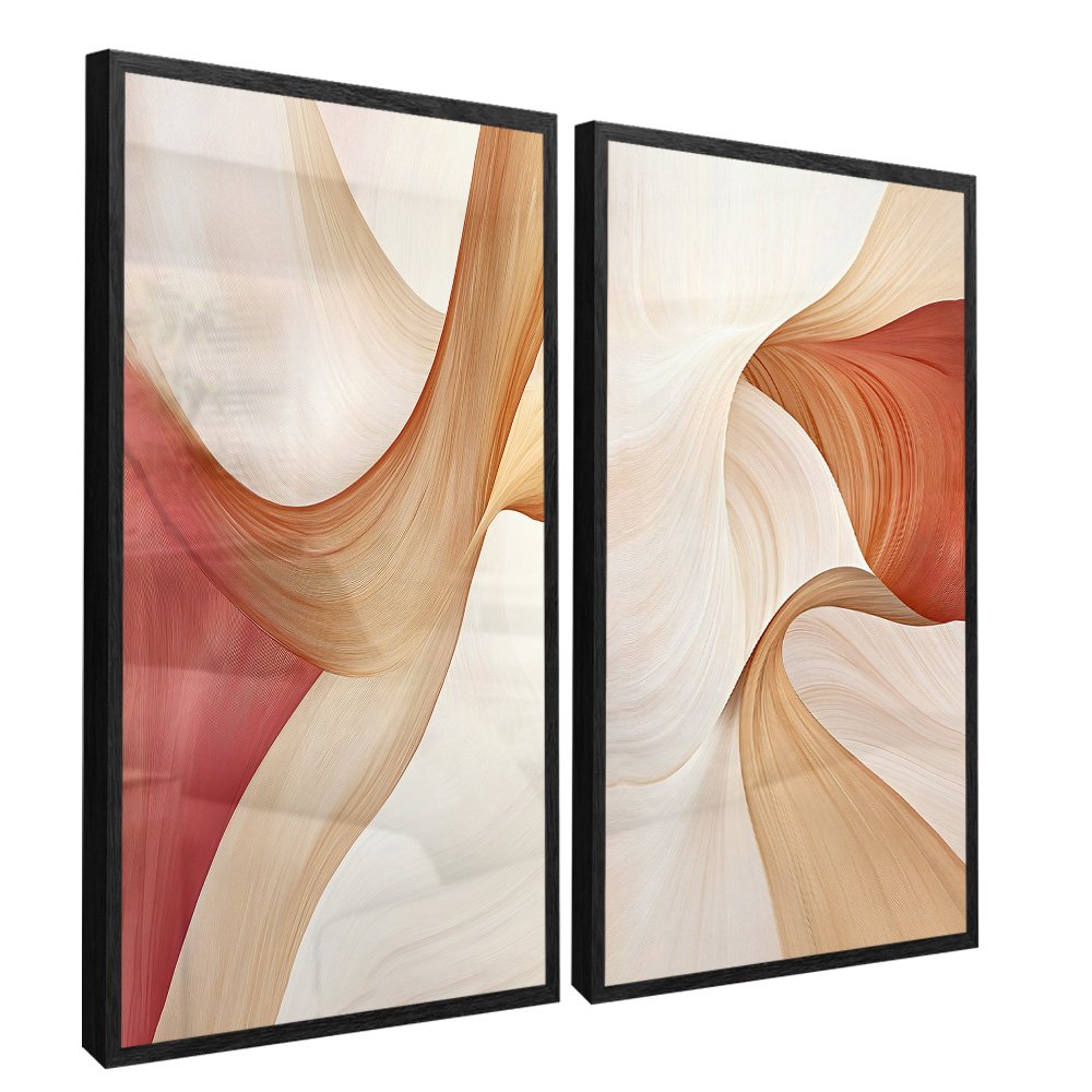 Quadros Decorativo Duo Painel Flow Laranja V2345