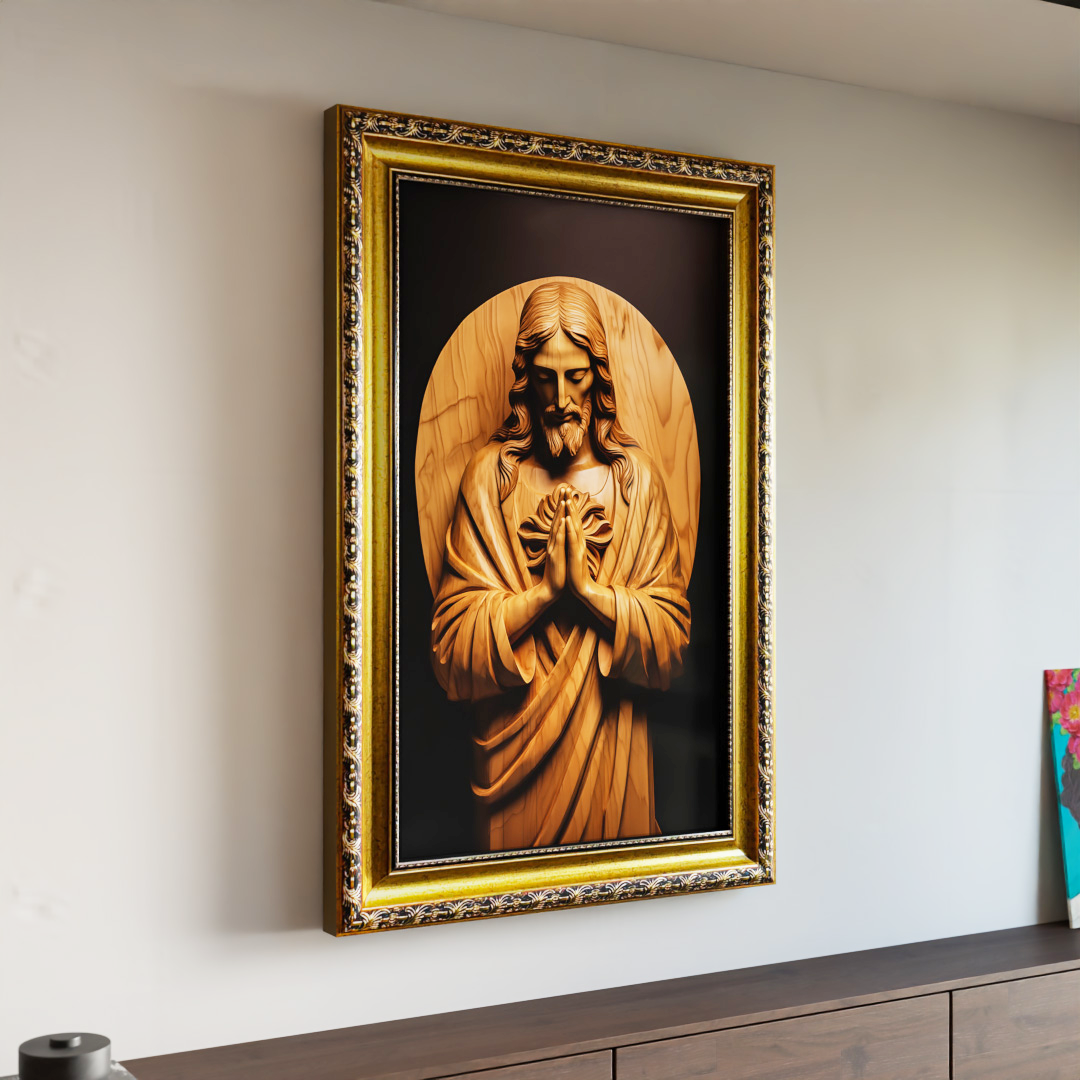 Quadro Moldura Premium Barroco Imperial Jesus Cristo em Madeira