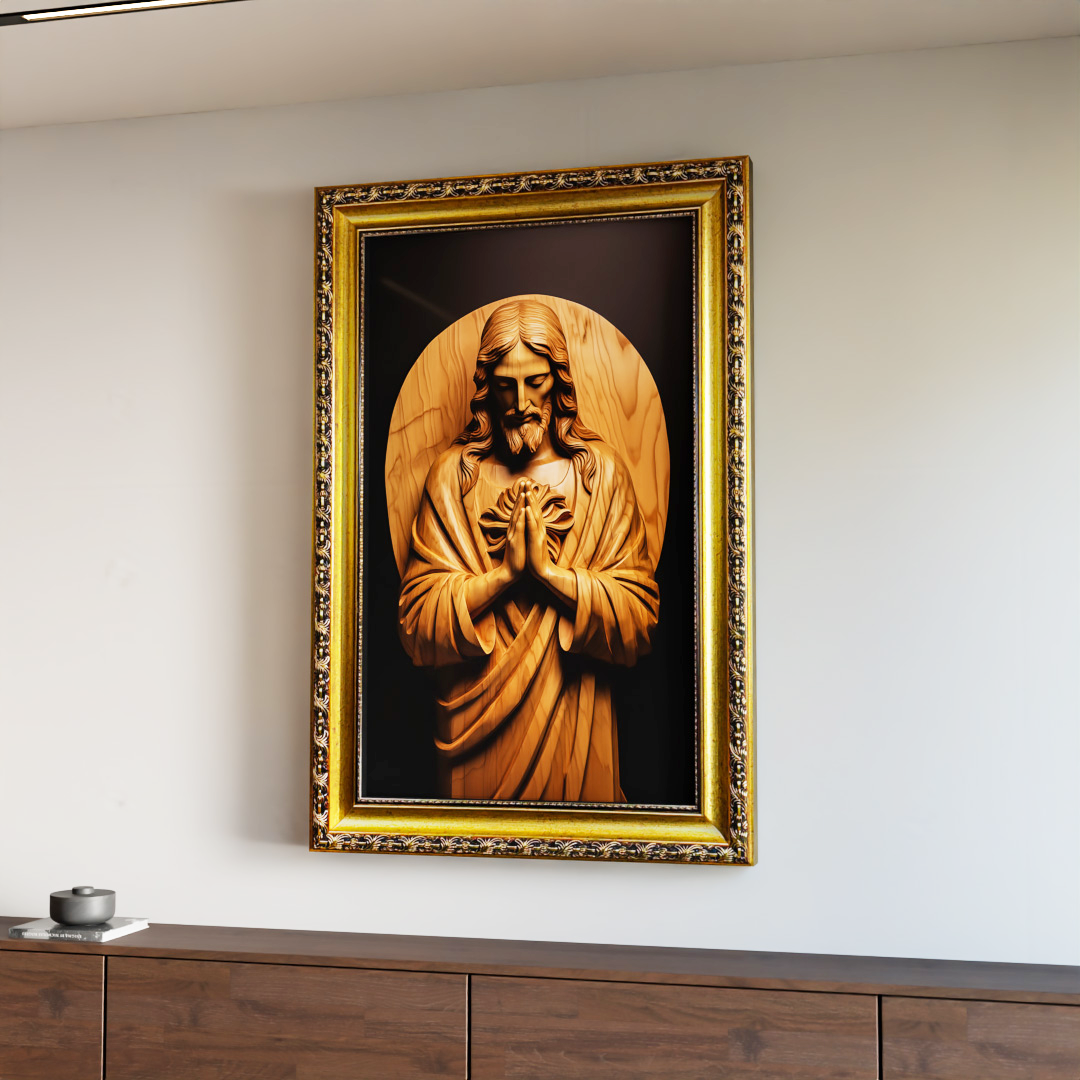 Quadro Moldura Premium Barroco Imperial Jesus Cristo em Madeira