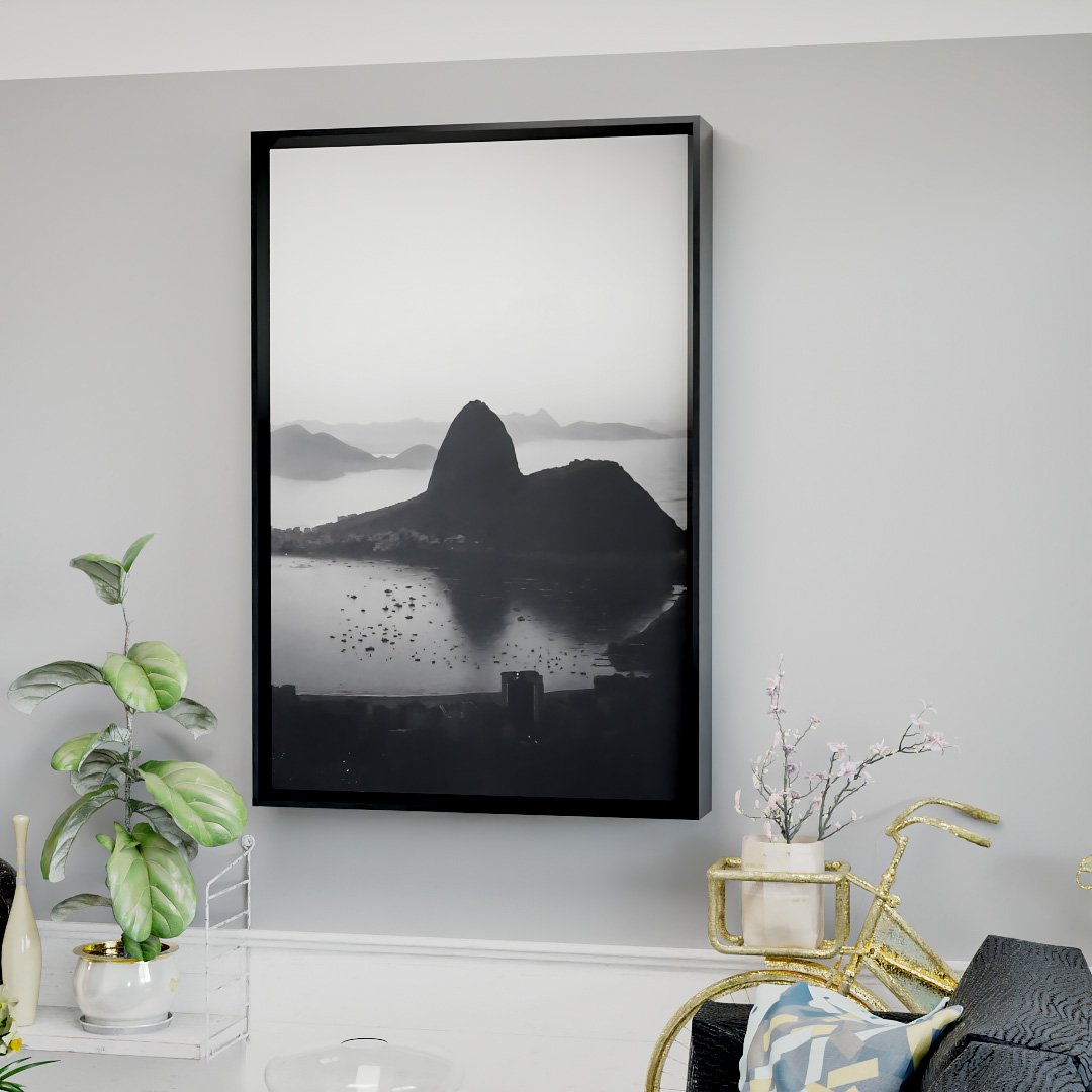 Quadro Moldura Côncava Pão de Açúcar Preto e Branco