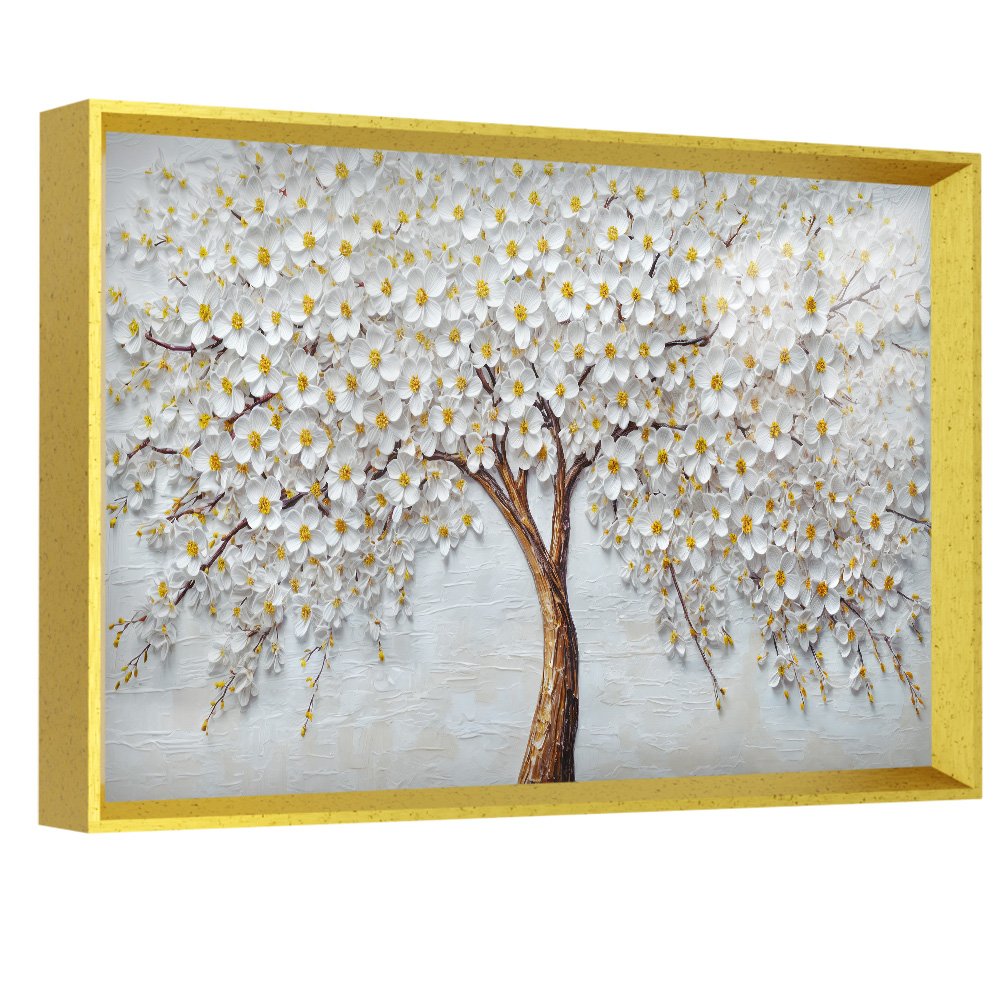 Quadro Moldura Côncava Árvore e Flores