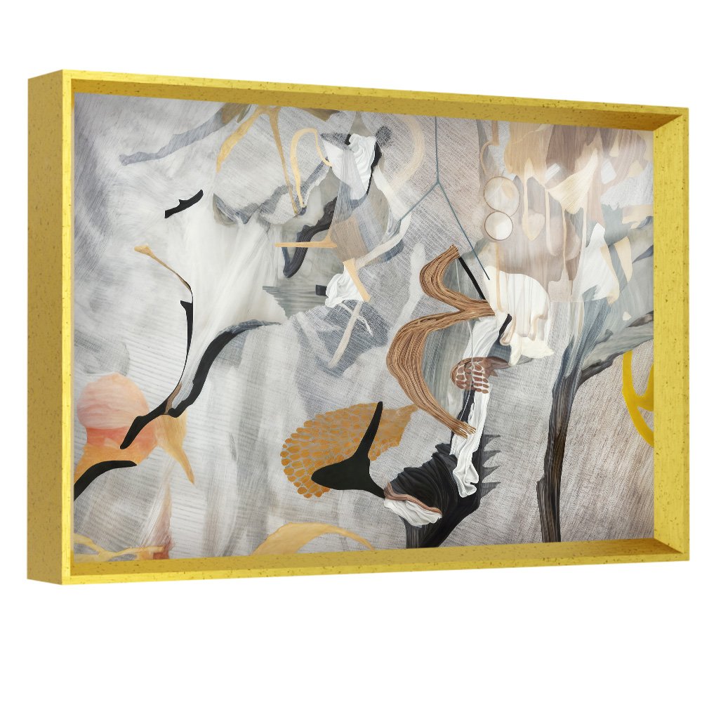 Quadro Moldura Côncava Tecido Abstrato