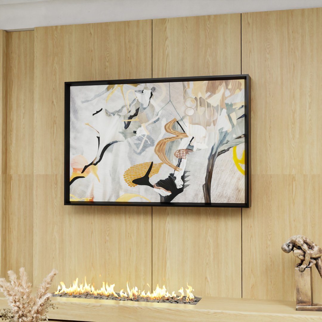 Quadro Moldura Côncava Tecido Abstrato