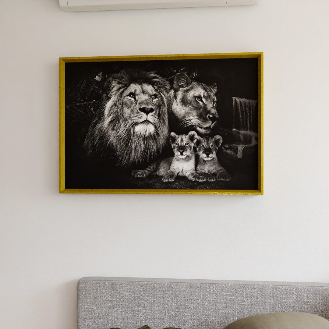 Quadro Moldura Côncava Família de Leão PB