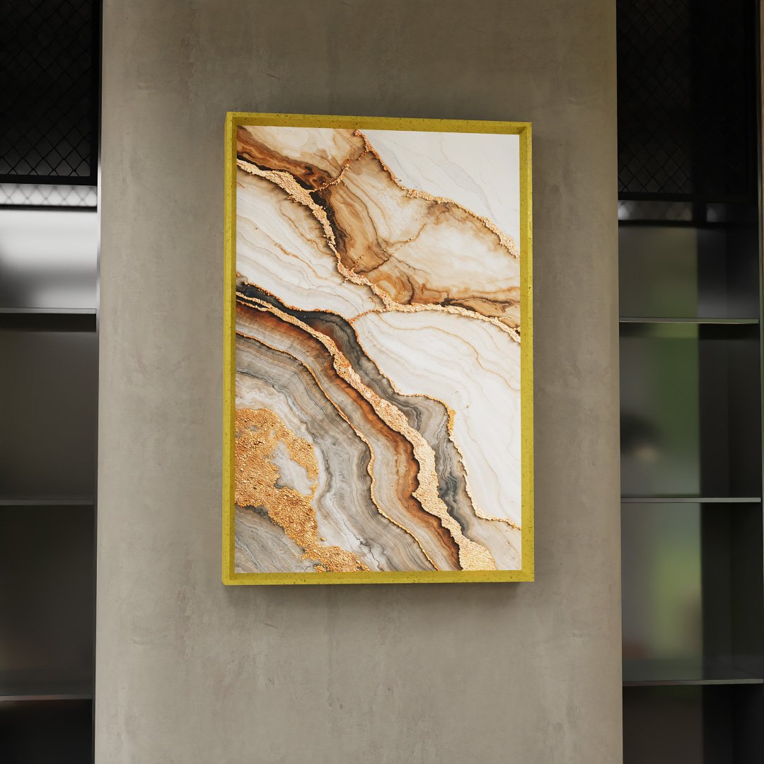 Quadro Moldura Côncava Vincos Mármore V2715