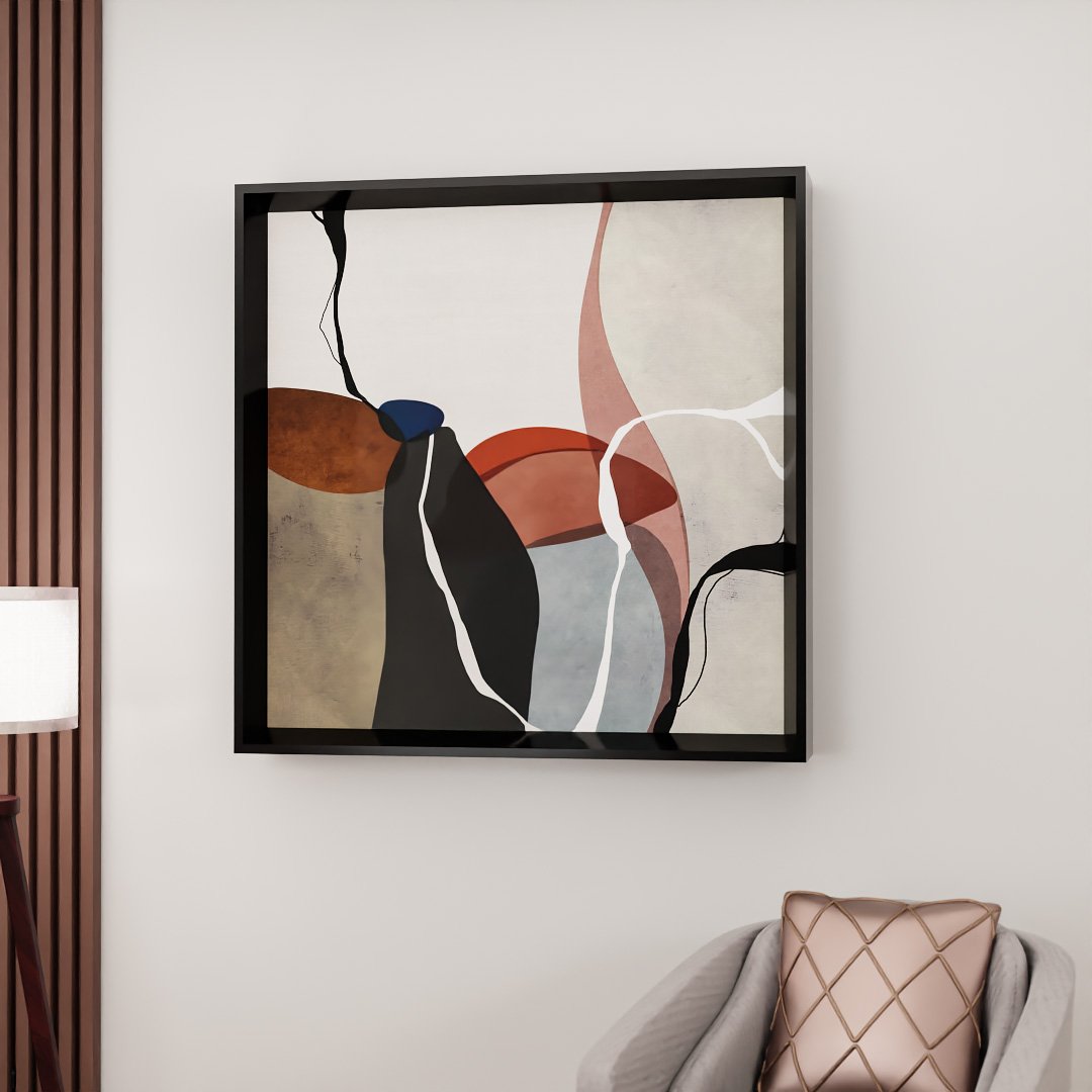 Quadro Quadrado Moldura Côncava Painel Abstrato