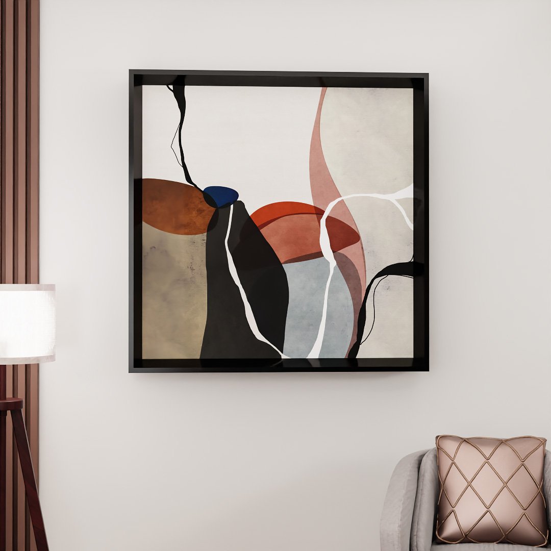 Quadro Quadrado Moldura Côncava Painel Abstrato
