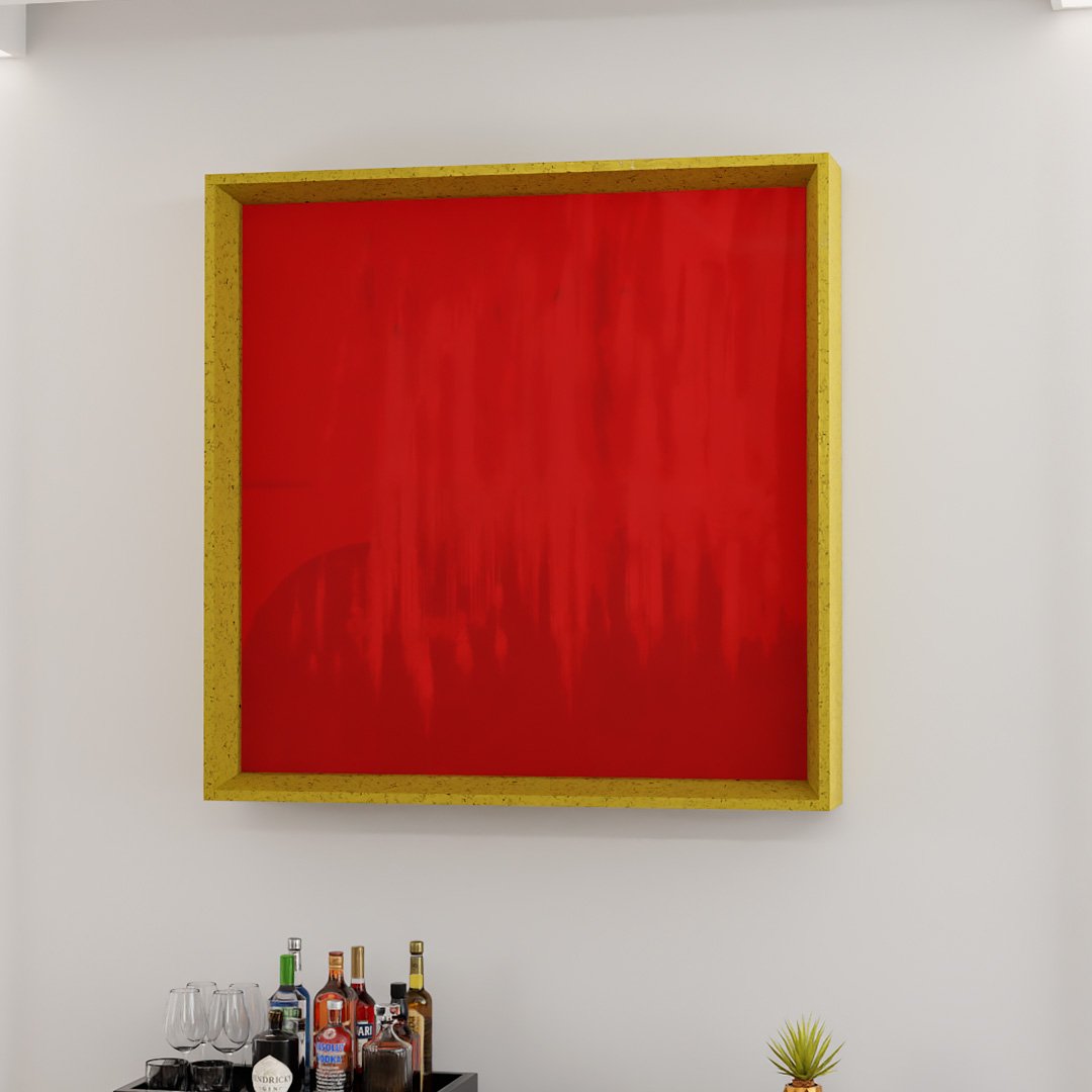 Quadro Quadrado Moldura Côncava Pintura Painel Vermelho
