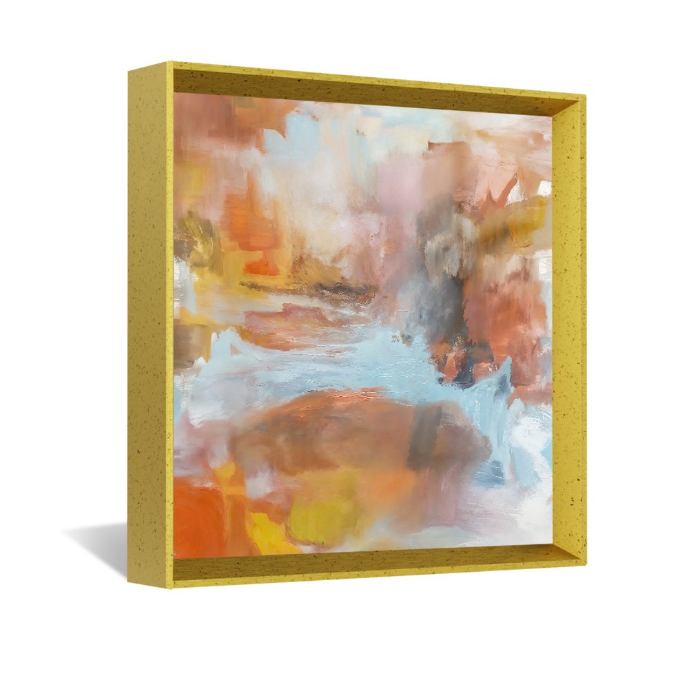 Quadro Quadrado Moldura Côncava Pintura Lago Abstrato