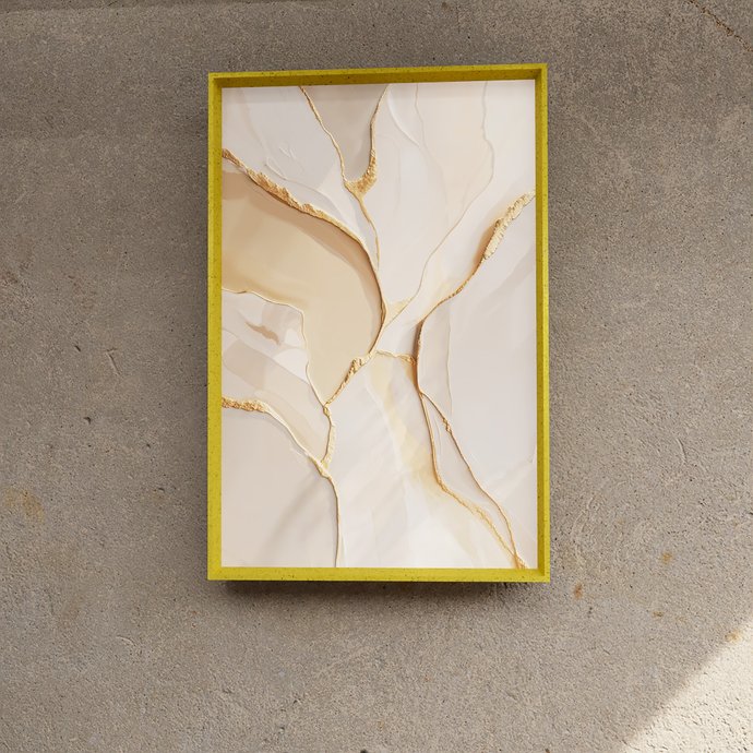 Quadro Moldura Côncava Abstrato em Bege V2733