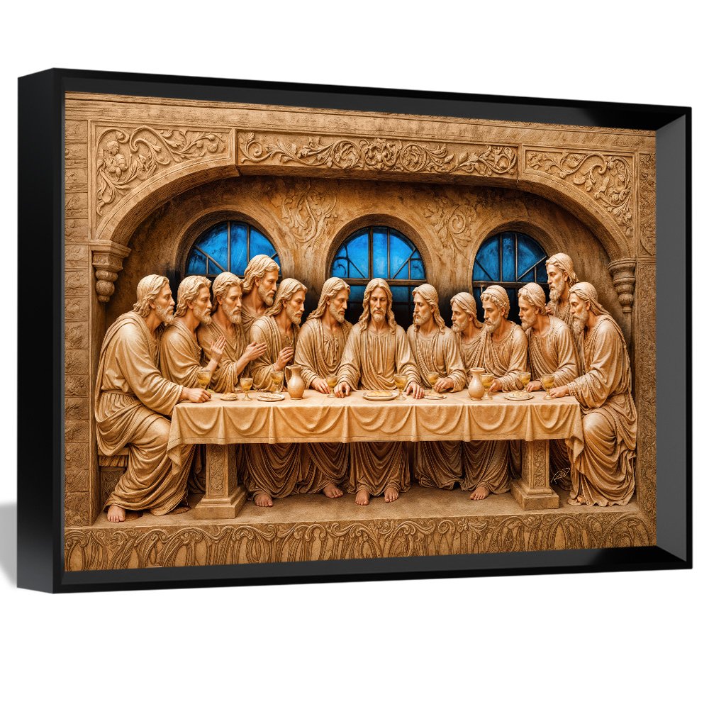 Quadro Moldura Côncava A Última Ceia Entalhada V2774