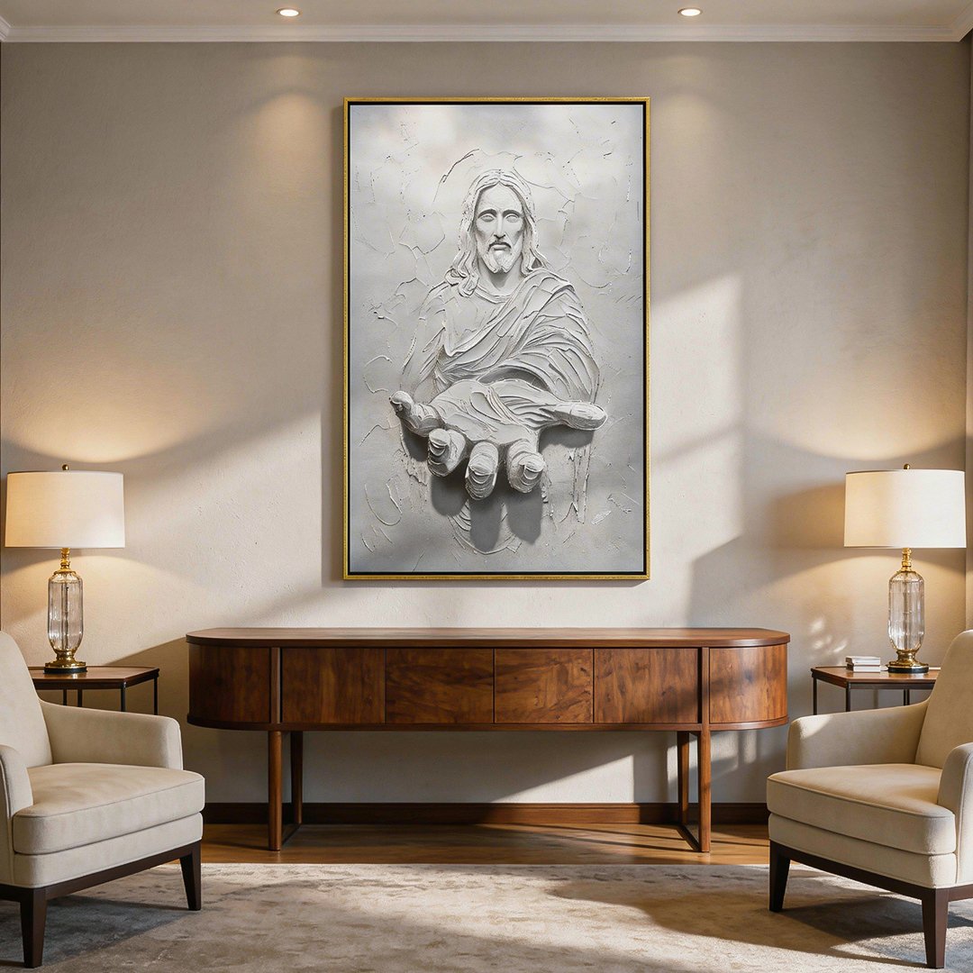Quadro Moldura Flutuante Segure na mão de Cristo 3D V2967