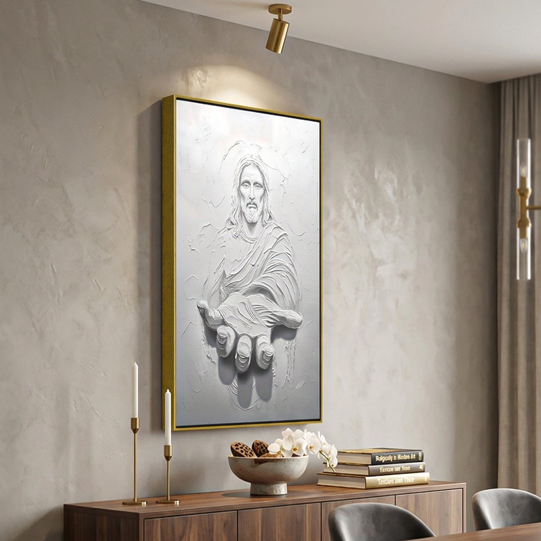 Quadro Moldura Flutuante Segure na mão de Cristo 3D V2967