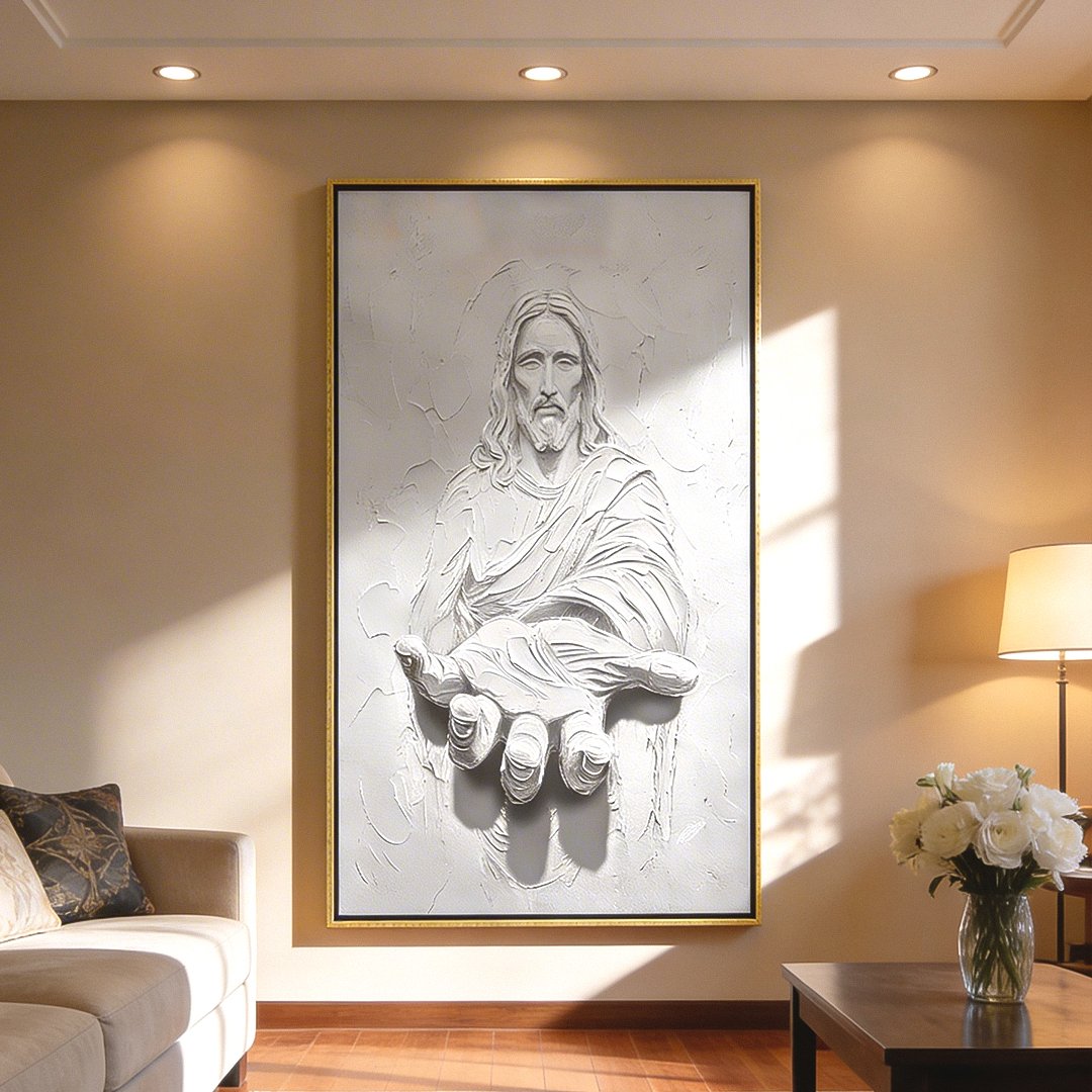 Quadro Moldura Flutuante Segure na mão de Cristo 3D V2967